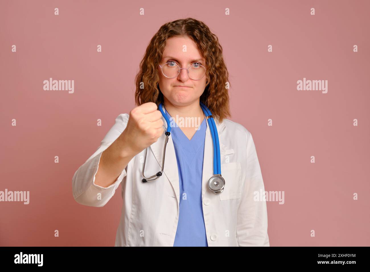 Angry woman doctor in white hi-res stock photography and images - Alamy