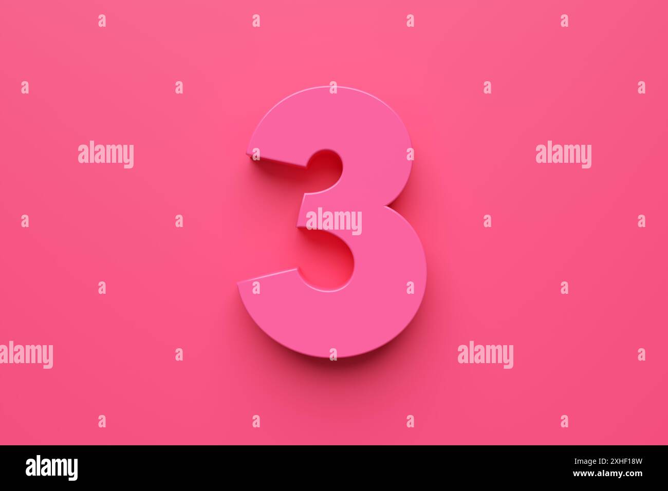 Pink number three on a pink background. 3d render Stock Photo - Alamy