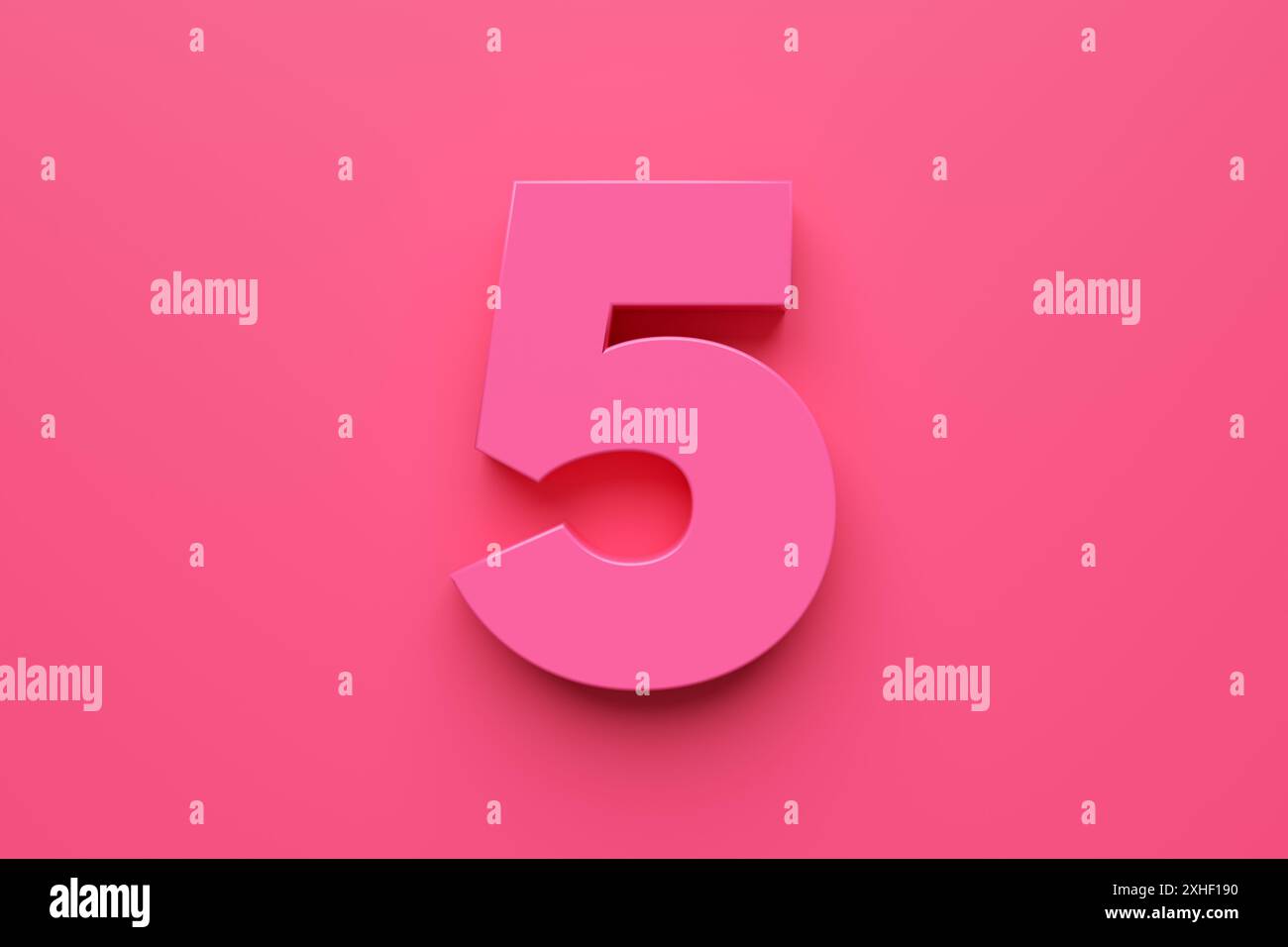 Pink number five on a pink background. 3d render Stock Photo - Alamy