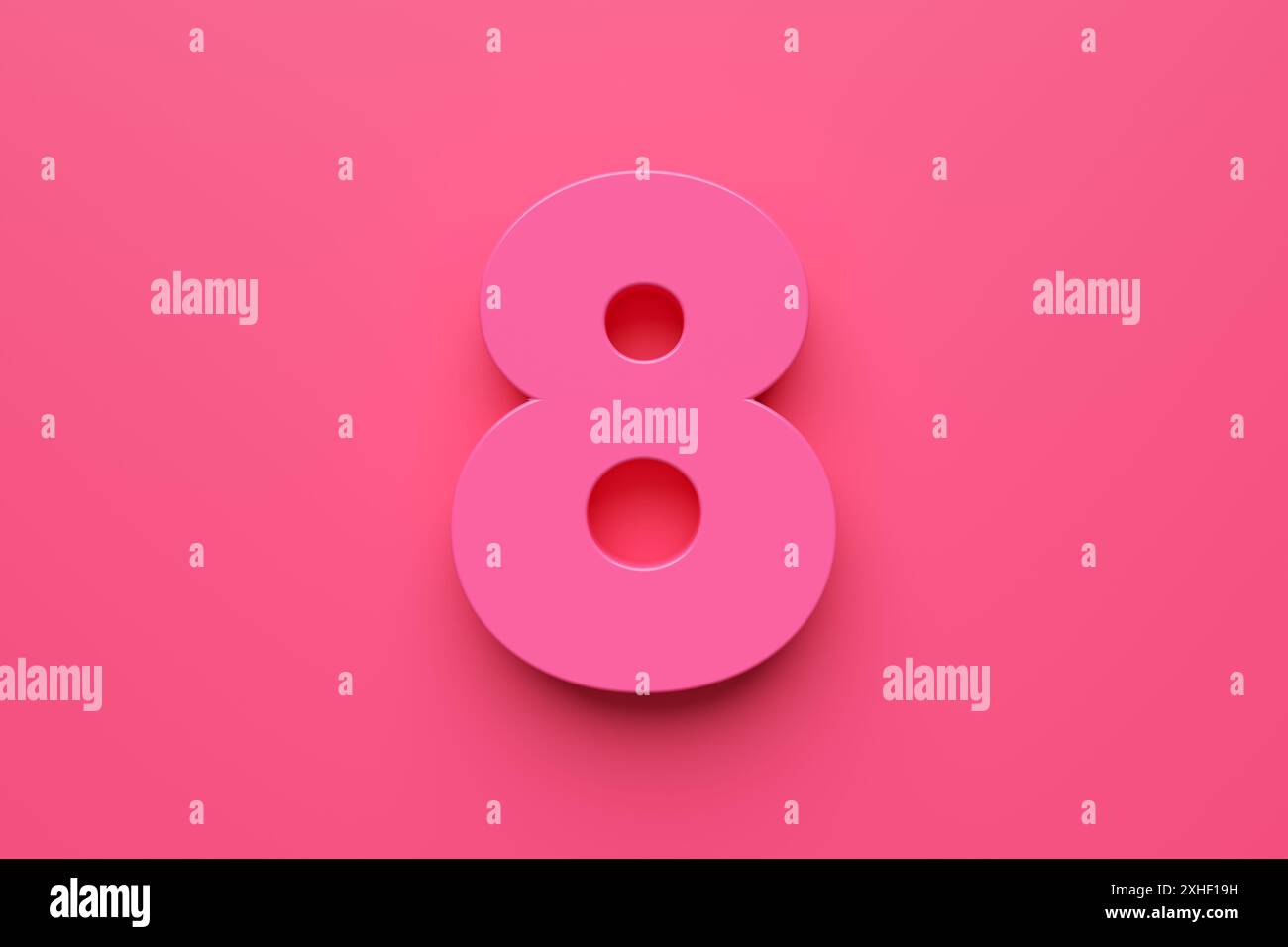 Pink number eight on a pink background. 3d render Stock Photo - Alamy