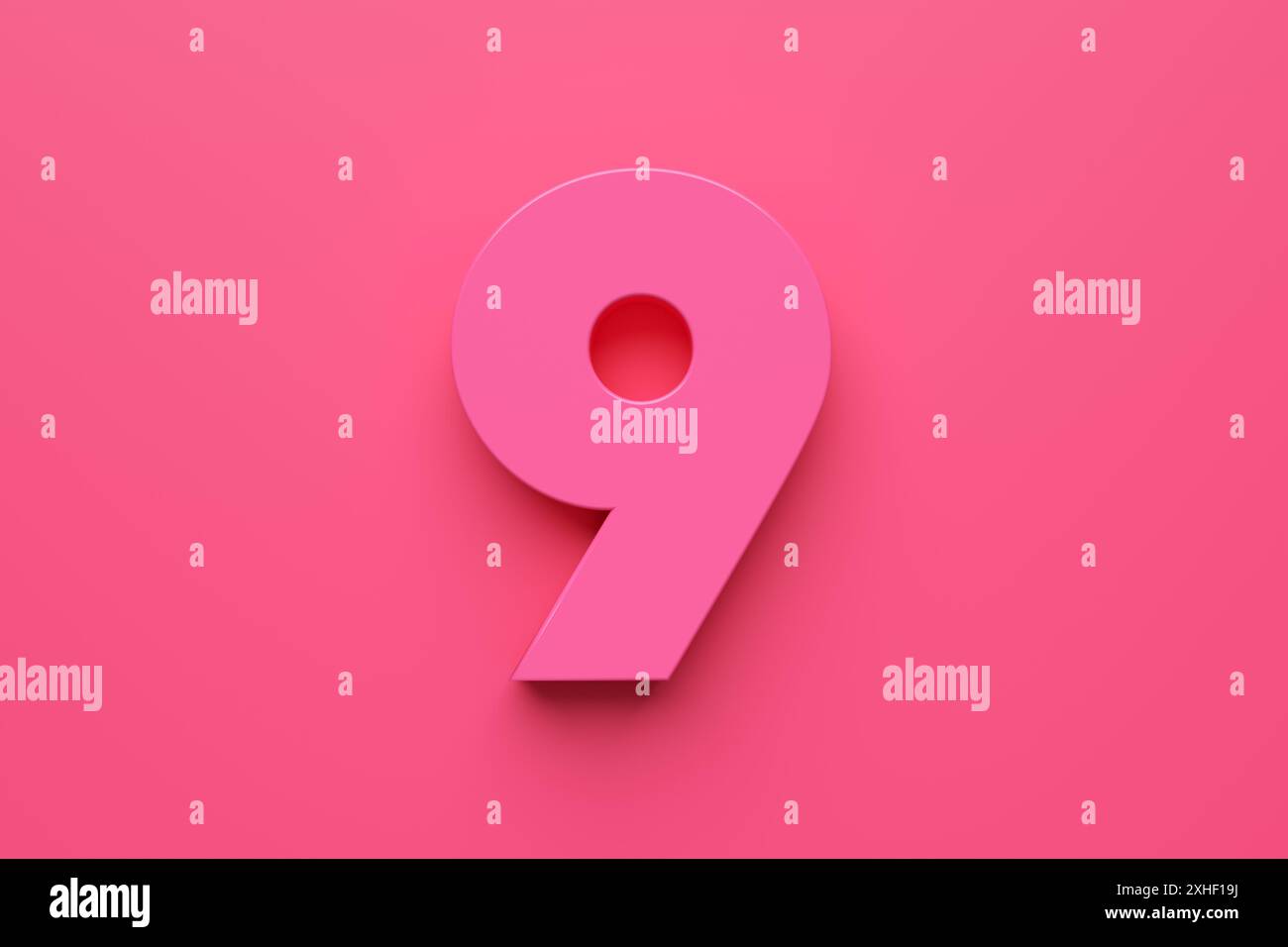 Pink number nine on a pink background. 3d render Stock Photo - Alamy