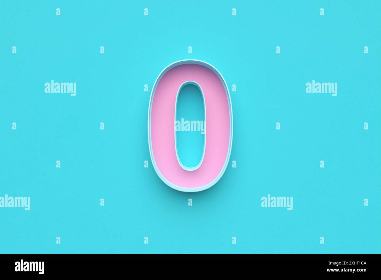 Pink number zero on blue background. 3D render Stock Photo - Alamy