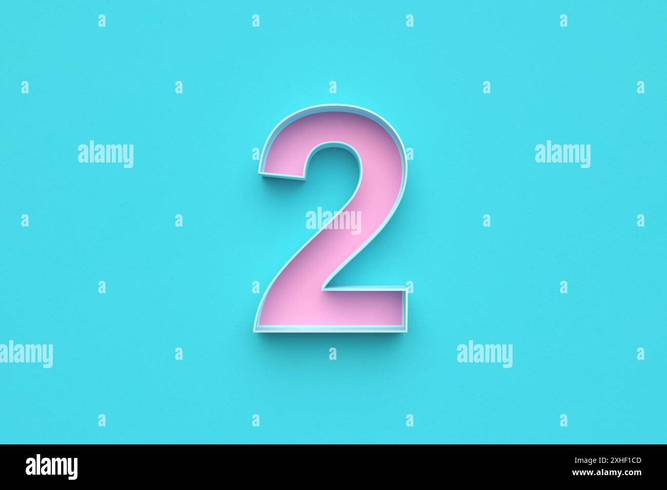 Pink number two on blue background. 3D render Stock Photo - Alamy