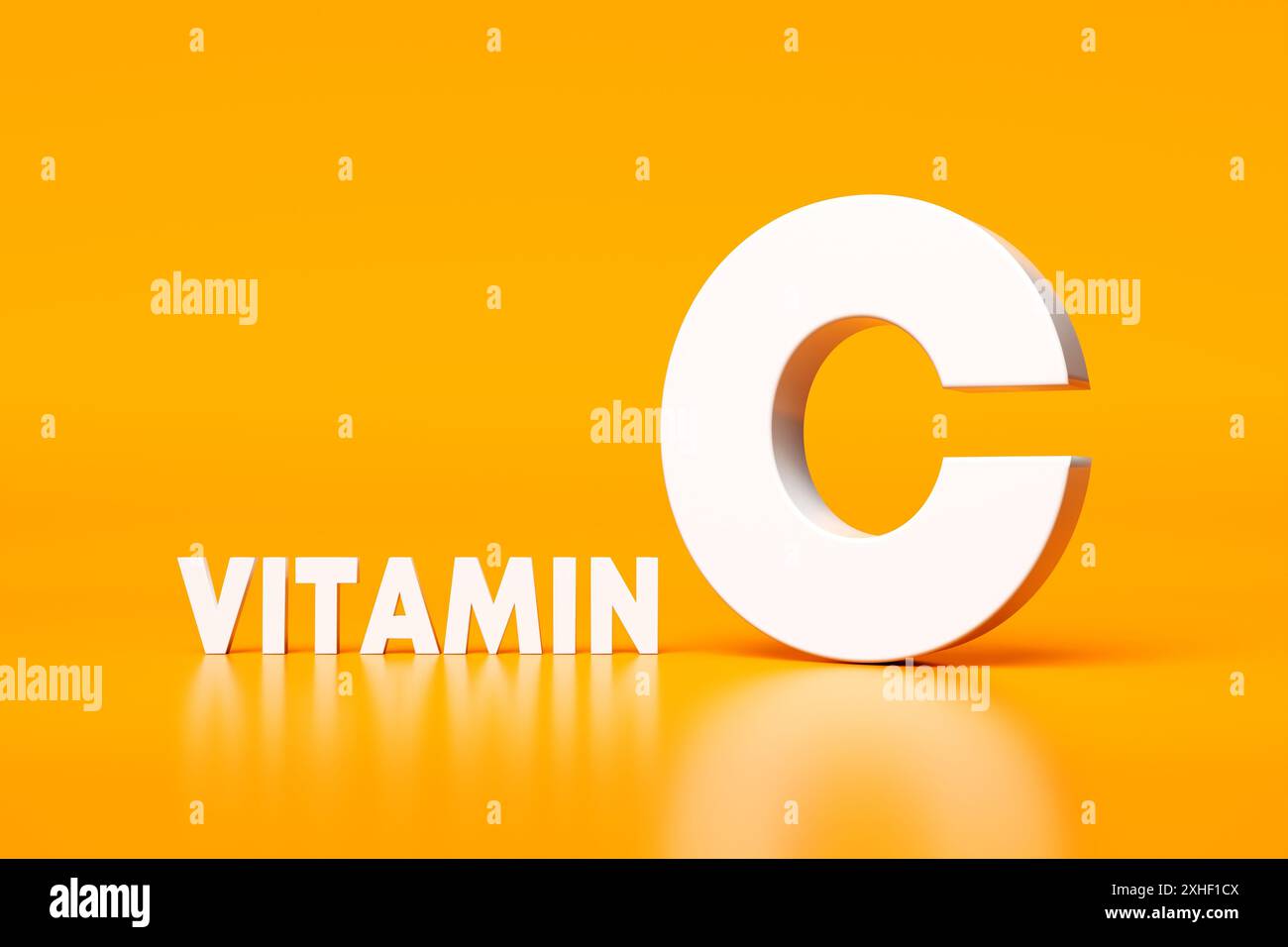 Big white vitamin c sign standing on an orange background with copy ...