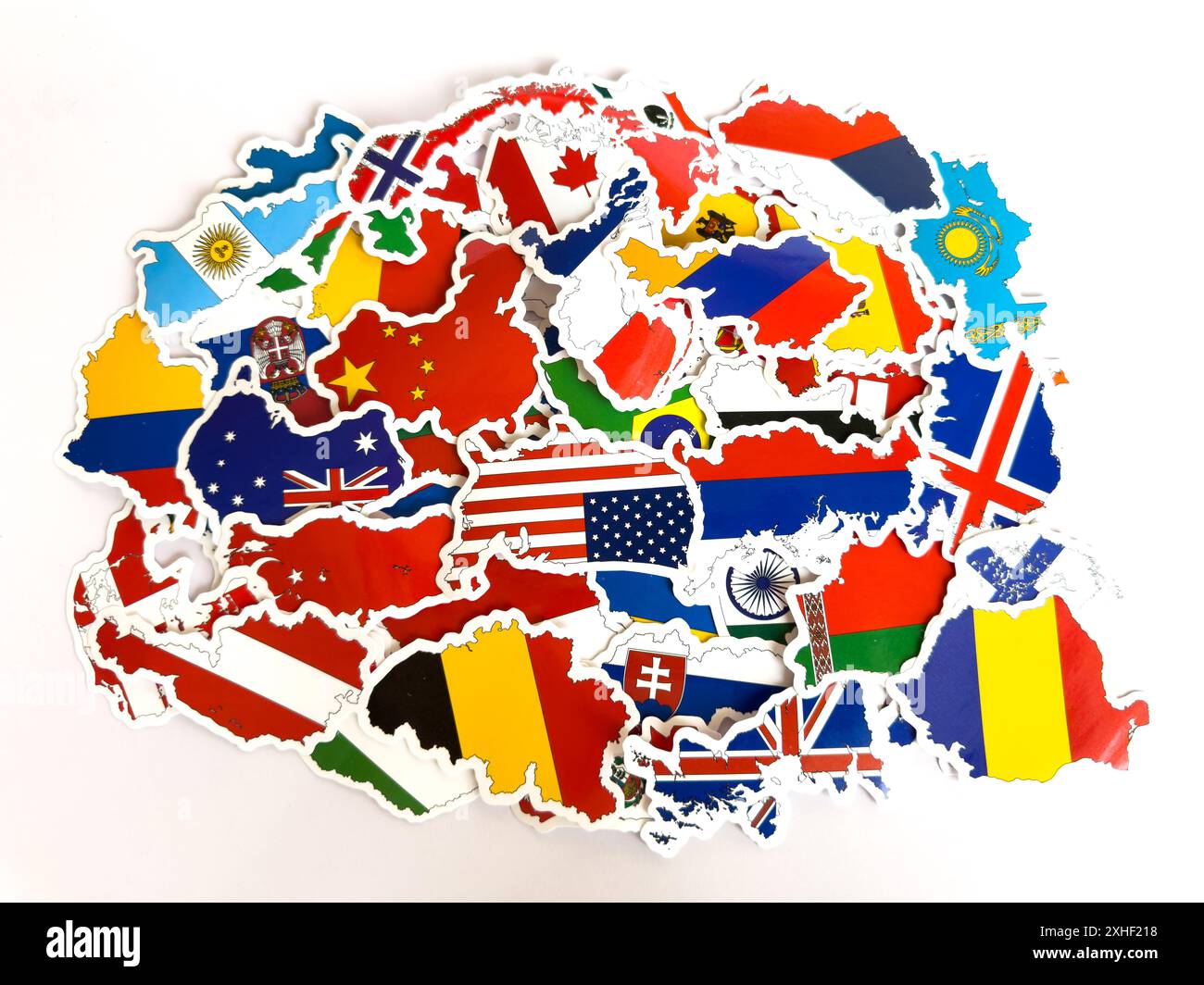 Country flag map stickers from the world on isolated white background ...