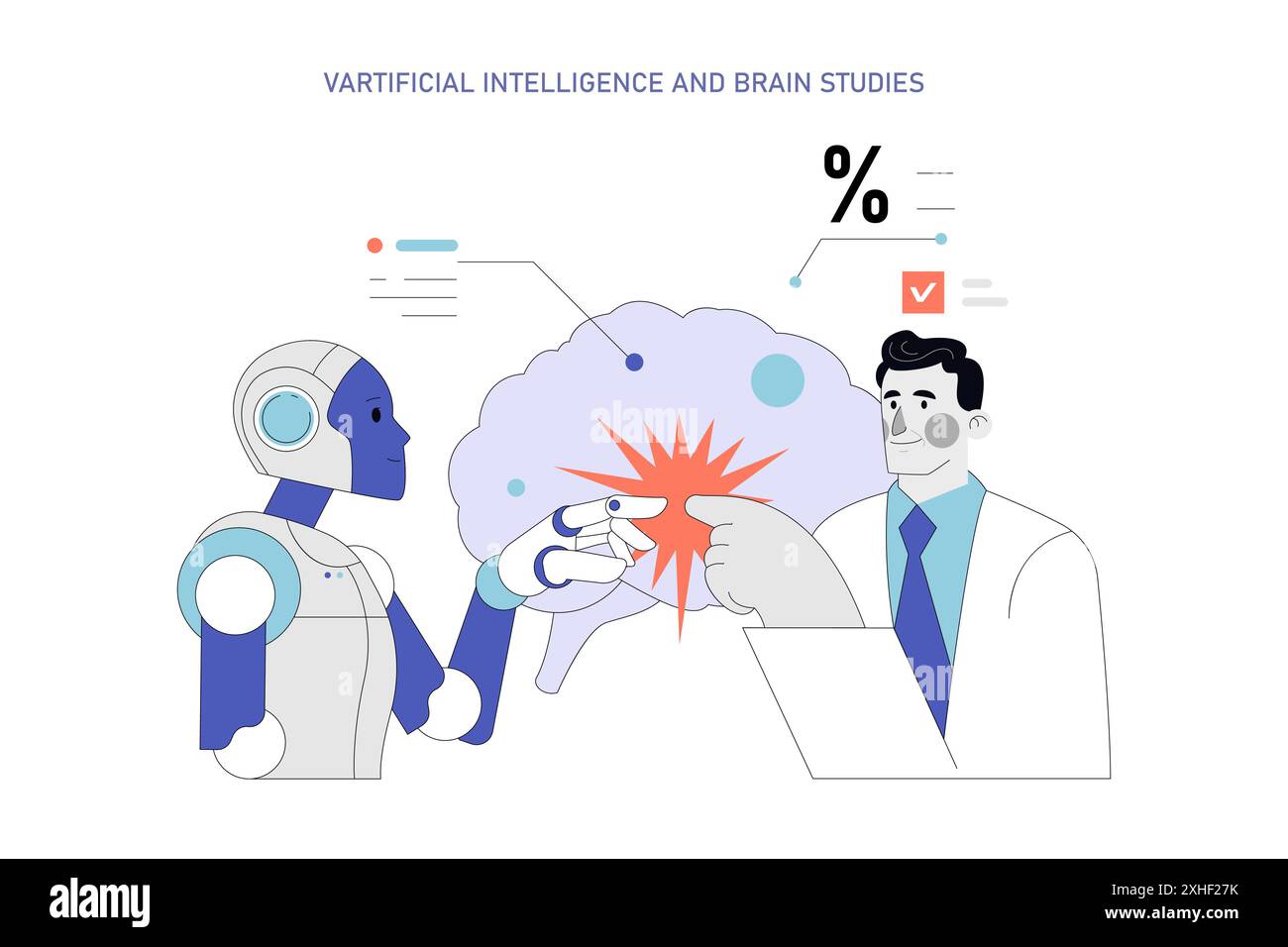 Neuroplasticity concept. A robot and human compare notes on brain ...