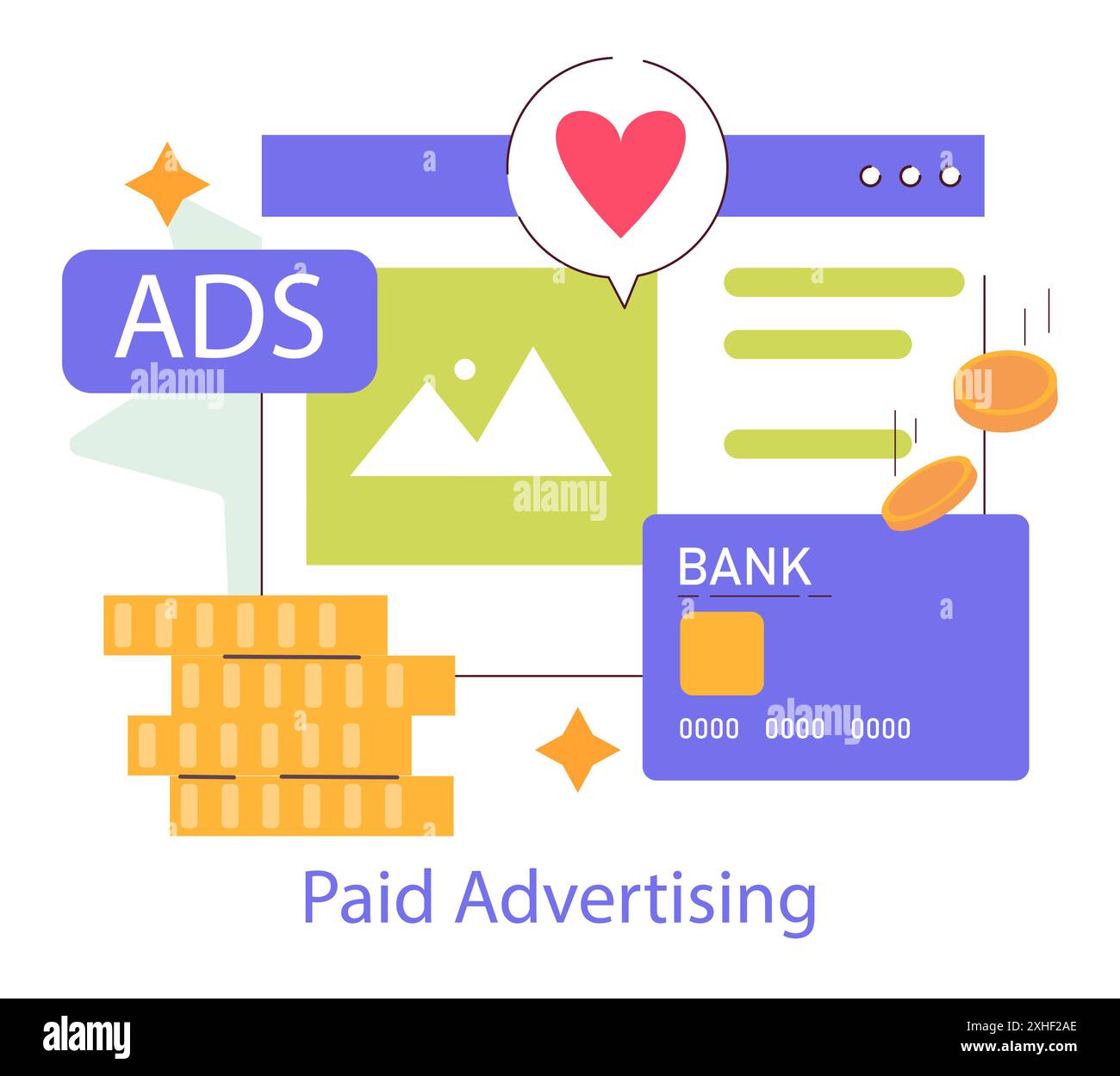 Social Media Marketing concept. Engaging ads generate love and revenue online. Digital campaign ...