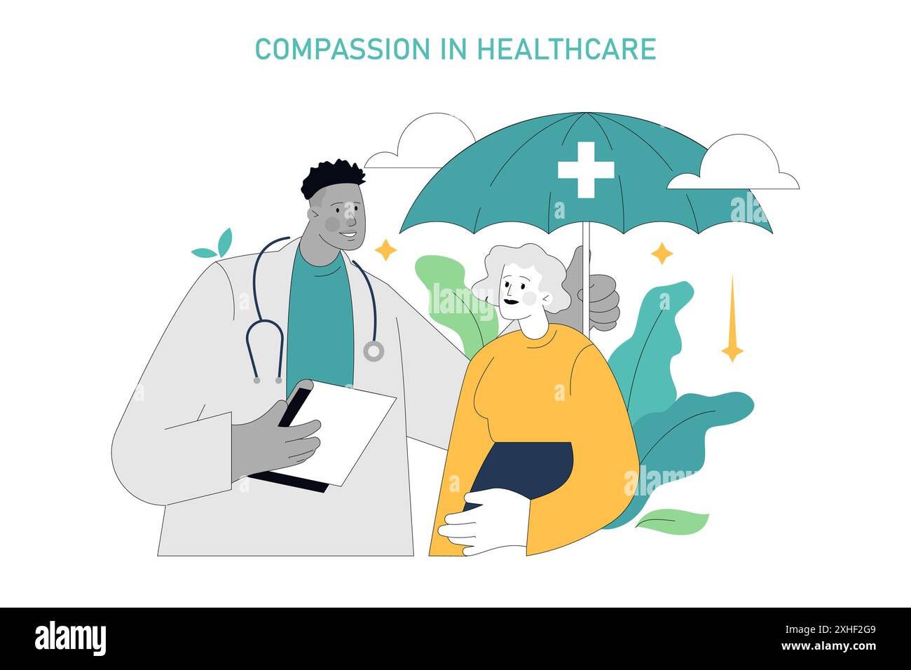 Compassion Focused Therapy concept. Illustration featuring a caring ...