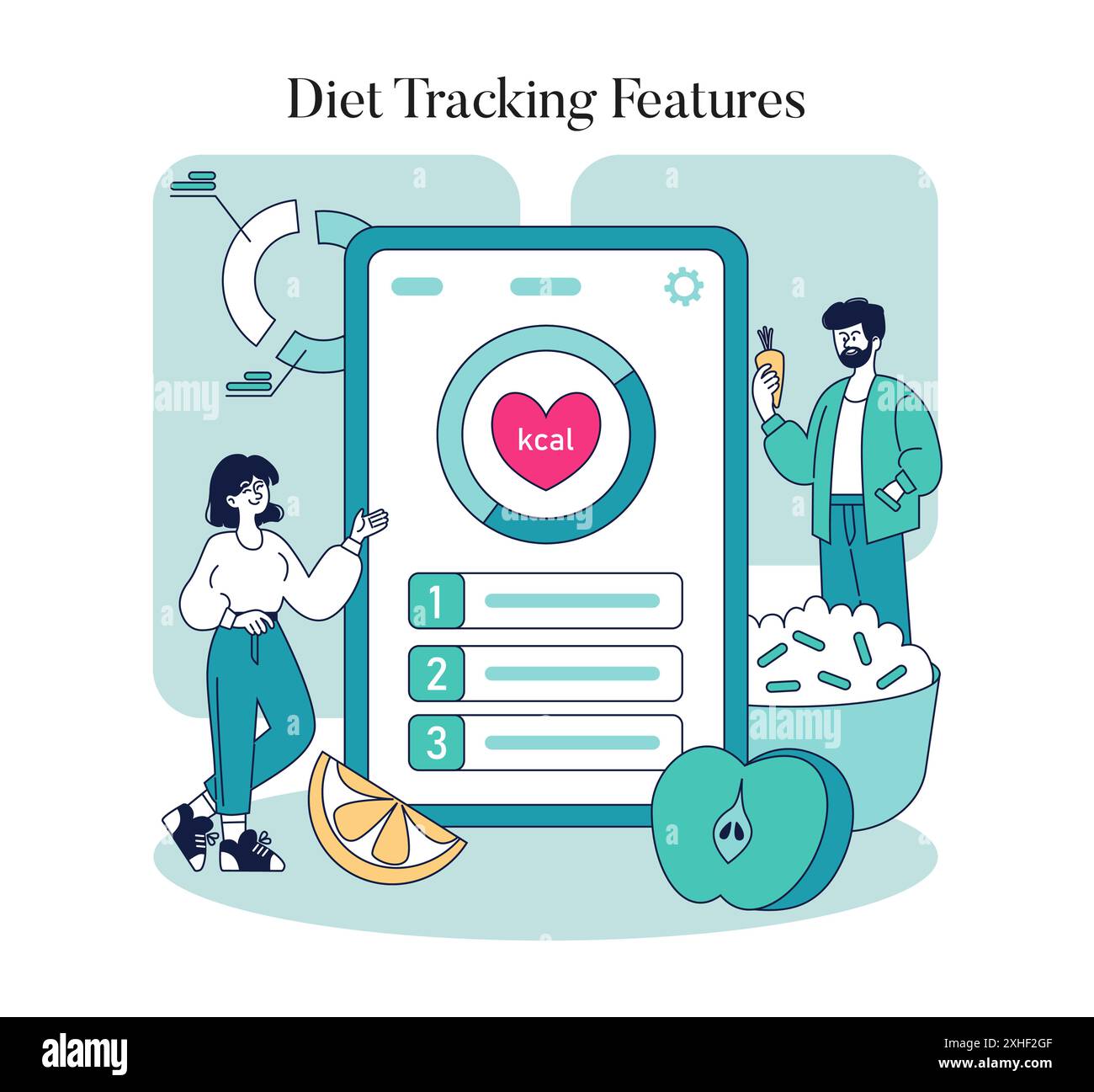 Health Gamification concept. Interactive mobile app interface for diet ...