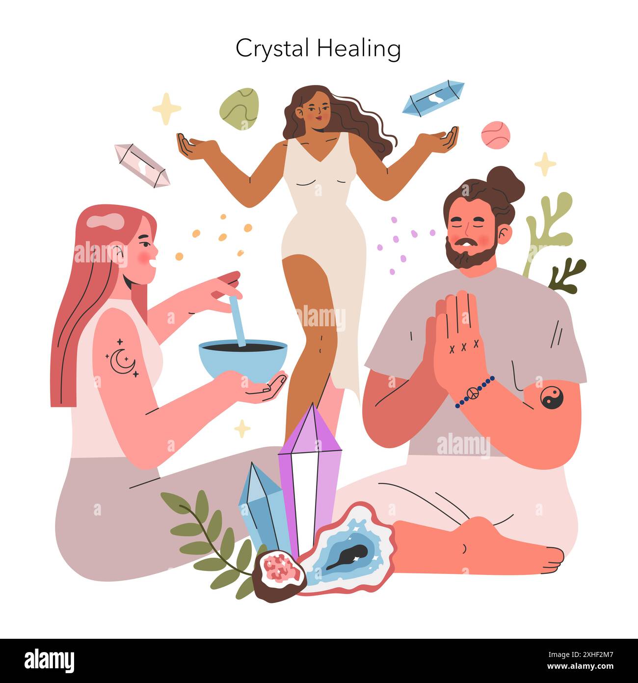 Alternative Medicine concept. Holistic healing with crystals ...