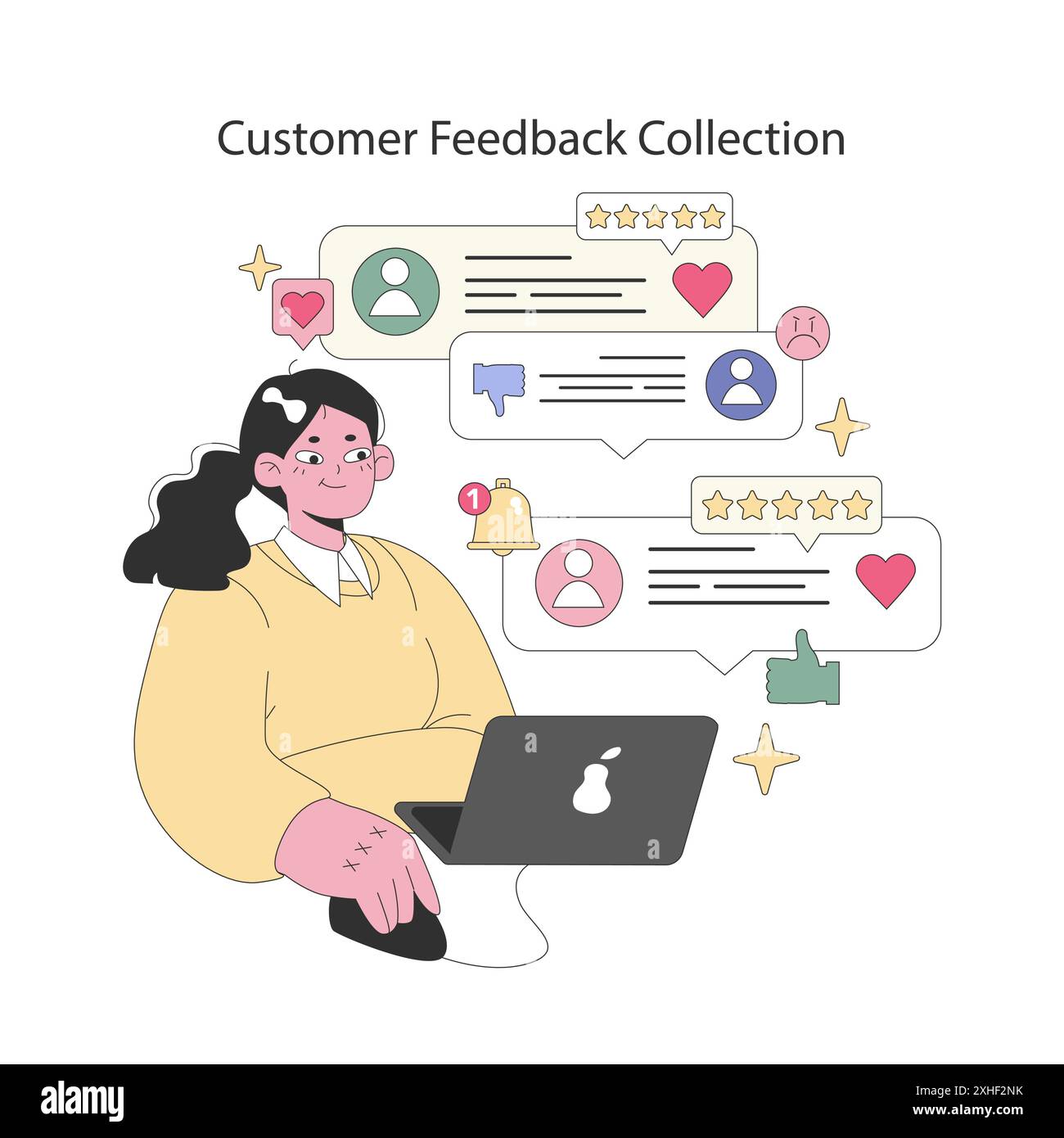 Digital Strategy concept. Businesswoman analyzing online customer ...