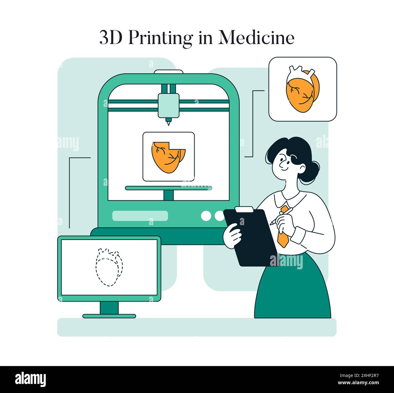 Healthcare Innovation concept. A scientist optimizes 3D printing for ...