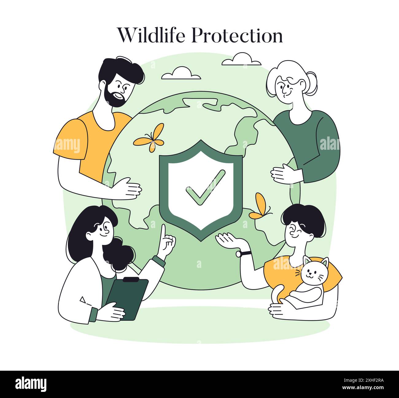 Wildlife Protection concept. People united in conserving nature ...