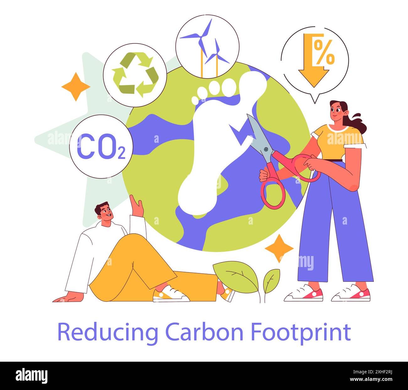 Social Responsibility concept. Individuals reducing carbon footprint ...