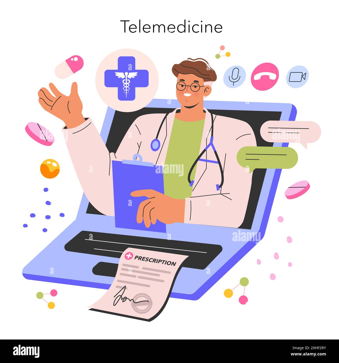 Telemedicine concept. Doctor providing healthcare services online ...