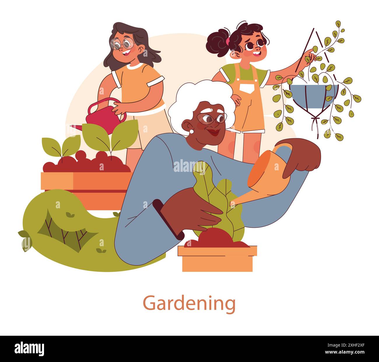 Grandparents Day concept. Joyful multi-generational family tending ...