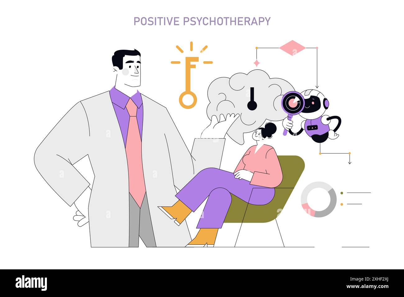 Positive Psychology concept. Therapist and patient in a counseling ...