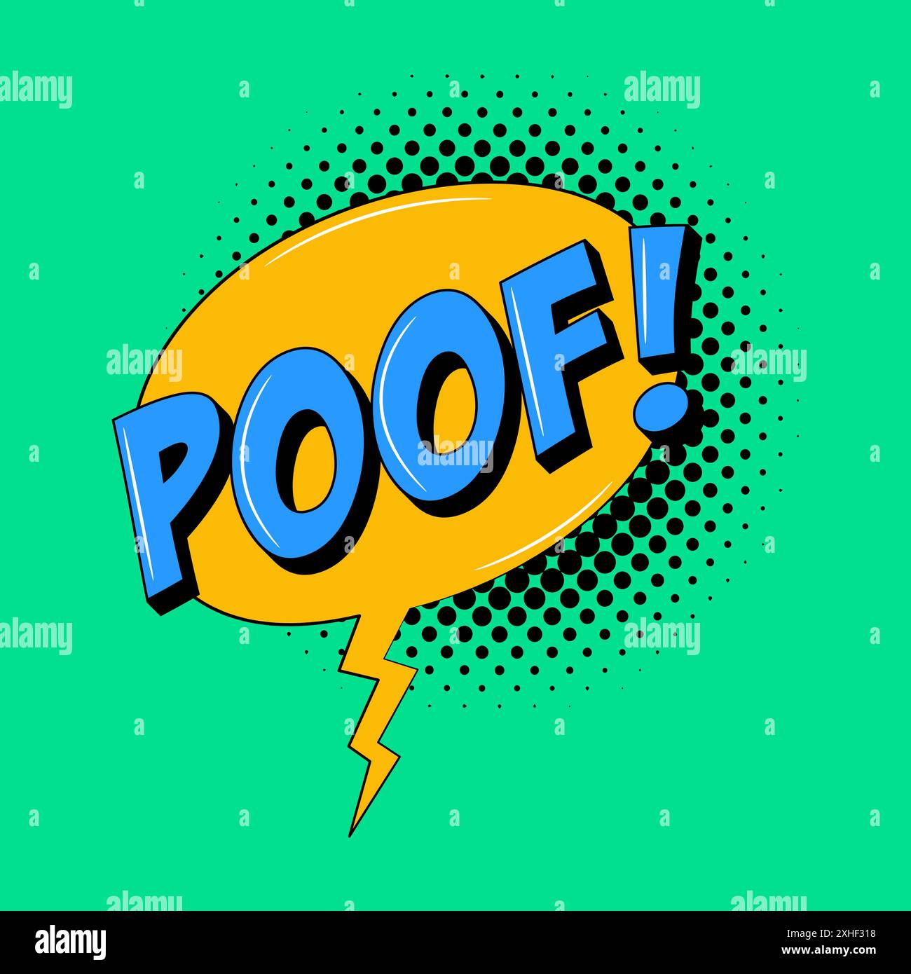 Poof retro comic speech bubble in trendy pop art style. Bright cartoon ...