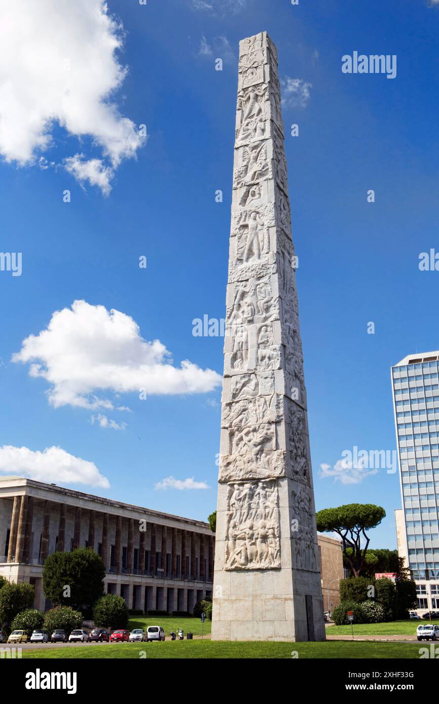 Landscape in Rome Eur in Piazza Guglielmo Marconi with its famous ...