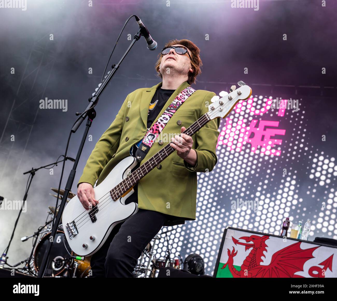 Leeds, UK. 13th July, 2024. Bassist of the Welsh rock band The Manic ...