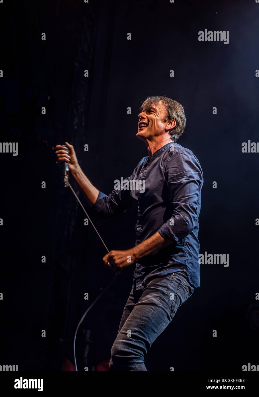 Leeds, UK. 13th July, 2024. Lead singer of the English rock band Suede ...