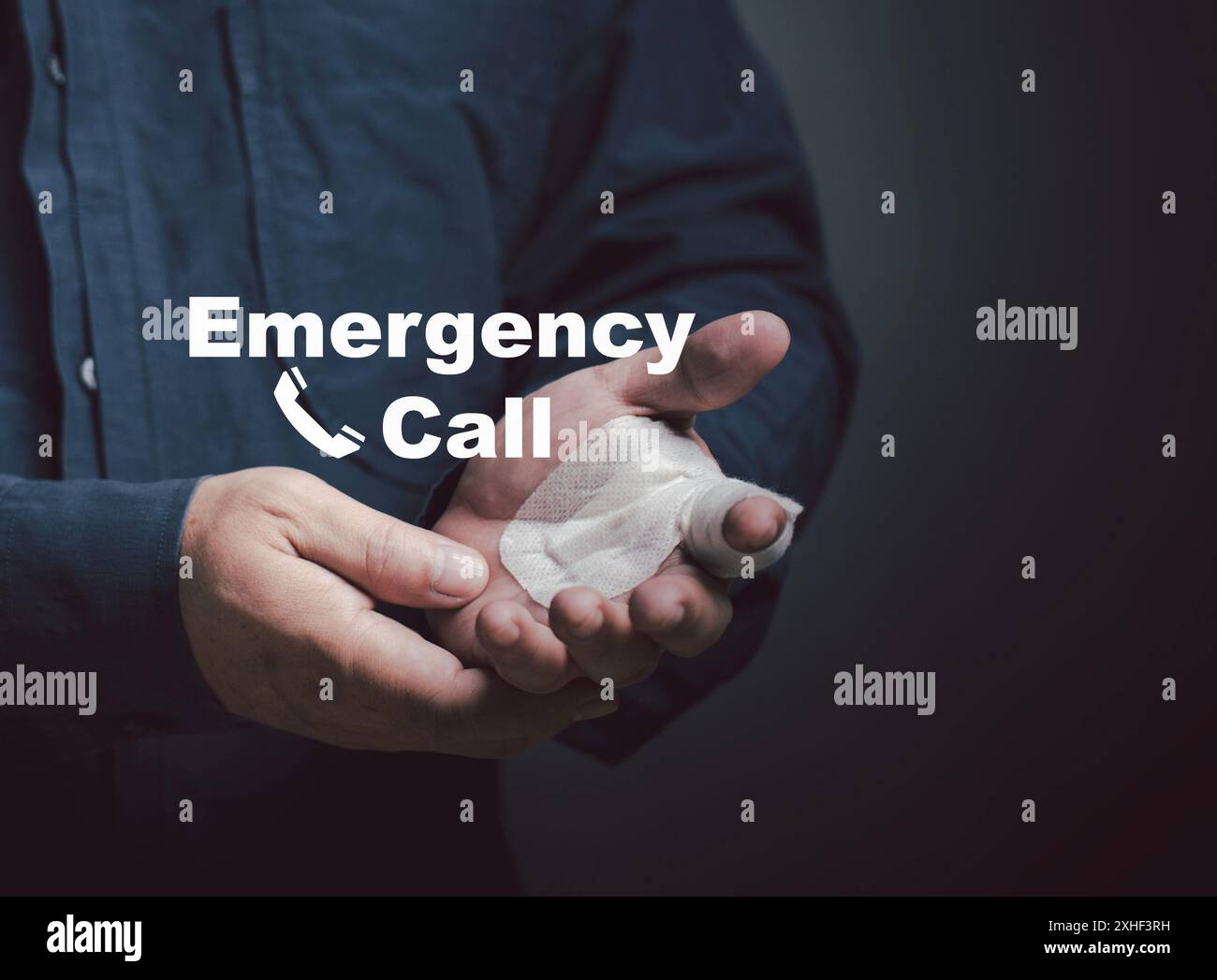 Man holding injured hand. Hospital service safety support. Sescurity ...