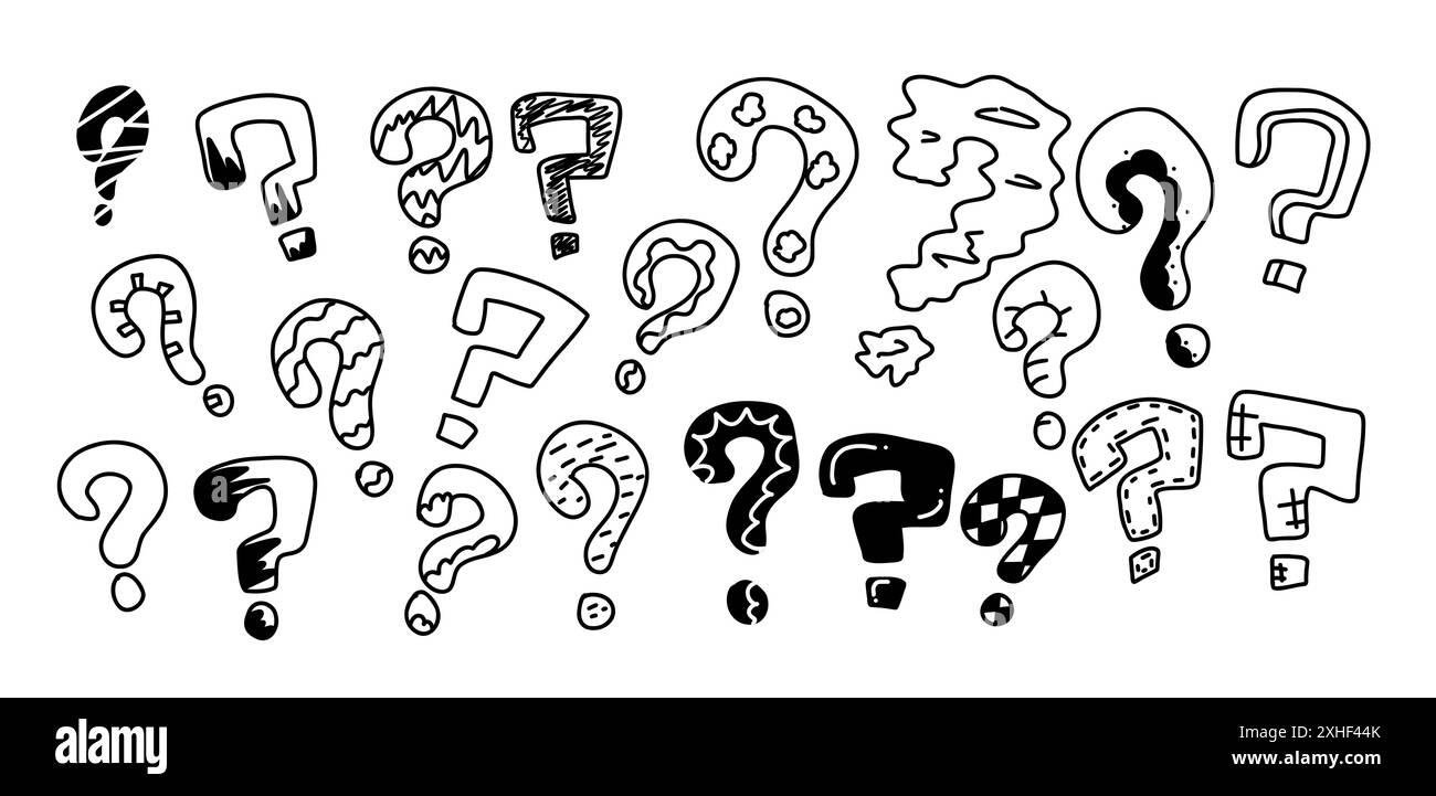 Mystery-themed question mark icons on white background. Collection of ...