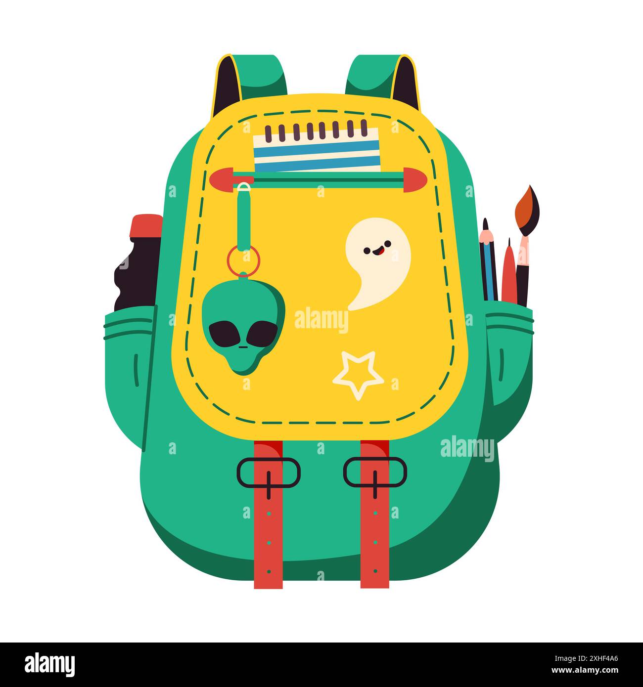 Colorful school backpack vector art on white background. Vibrant 2D ...