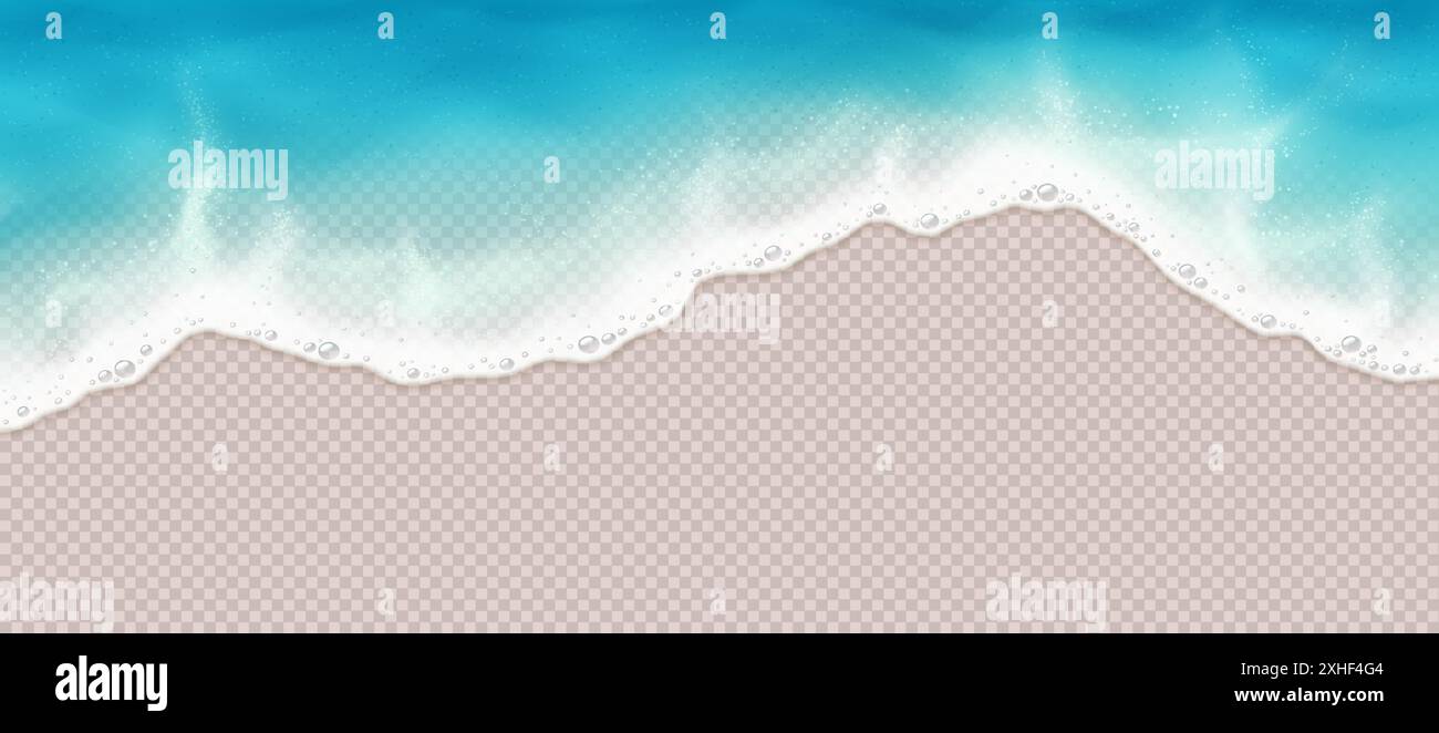 Sea wave with foam rolling on coast realistic vector illustration ...