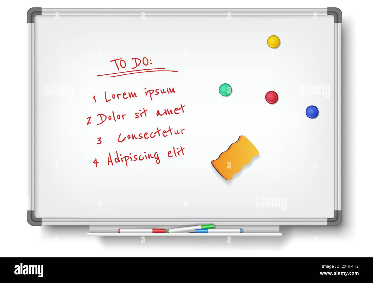 Modern office whiteboard with plans to do on white background. Vector ...