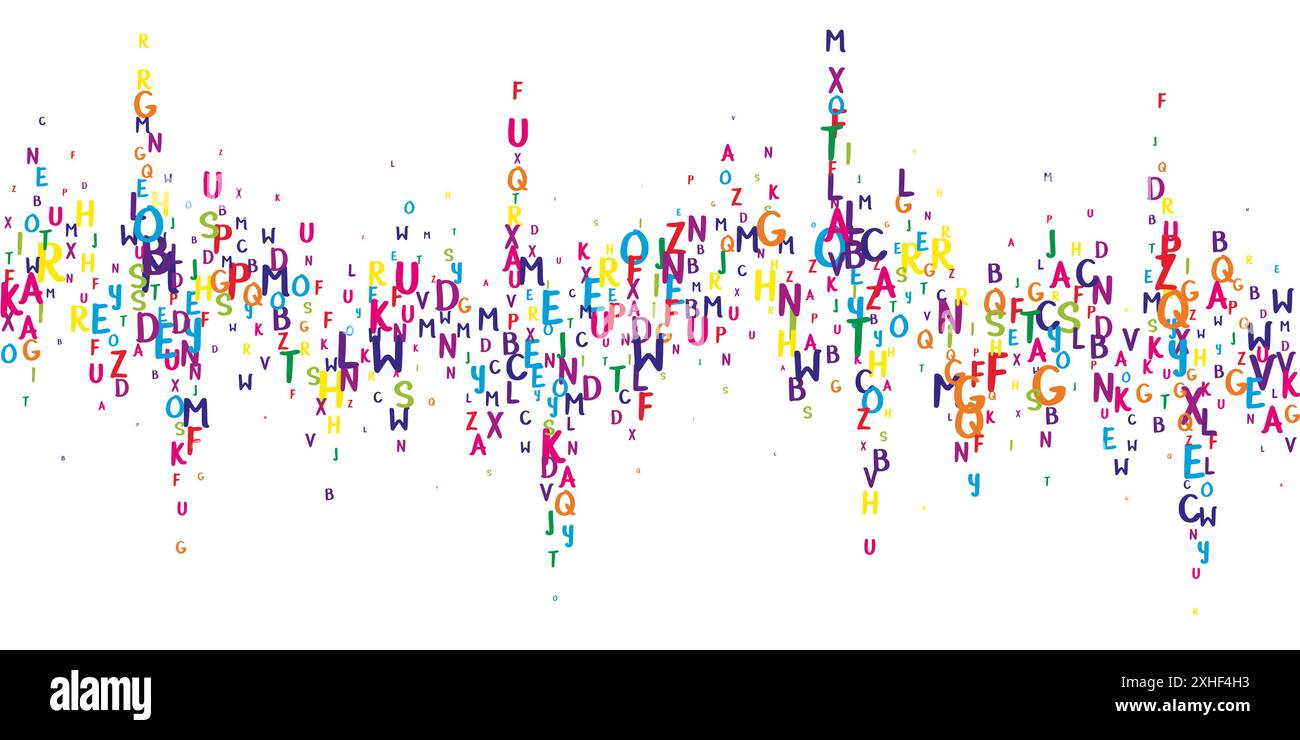 Concept of school background. Colorful childish falling letters of ...