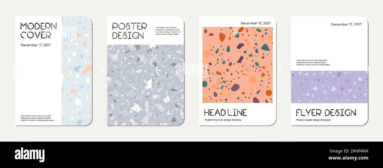 Notepad cover design. Terrazzo abstract background made of natural ...