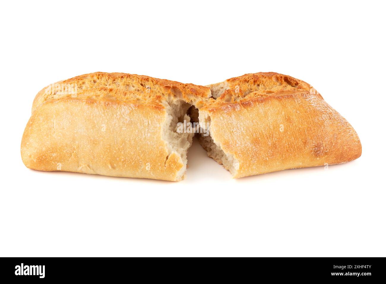 Breaking bread bun isolated on white background. Crispy bread on white ...