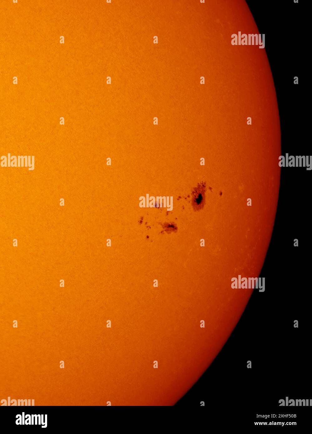 London, UK. 14th July 2024. Closeup of sunspot group AR3738 visible on ...