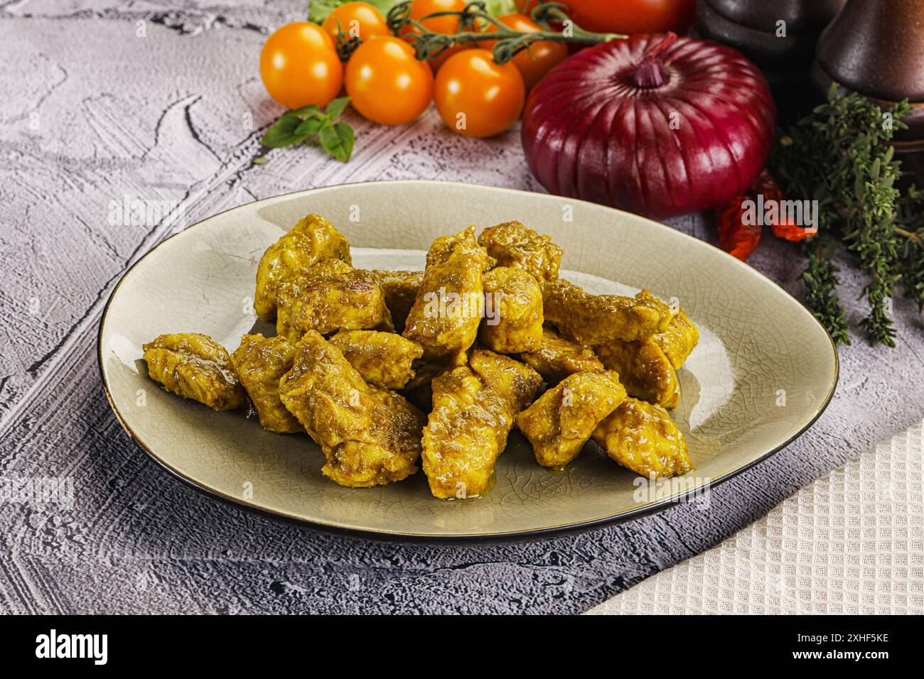 Indian cuisine curry chicken fillet with spices Stock Photo - Alamy