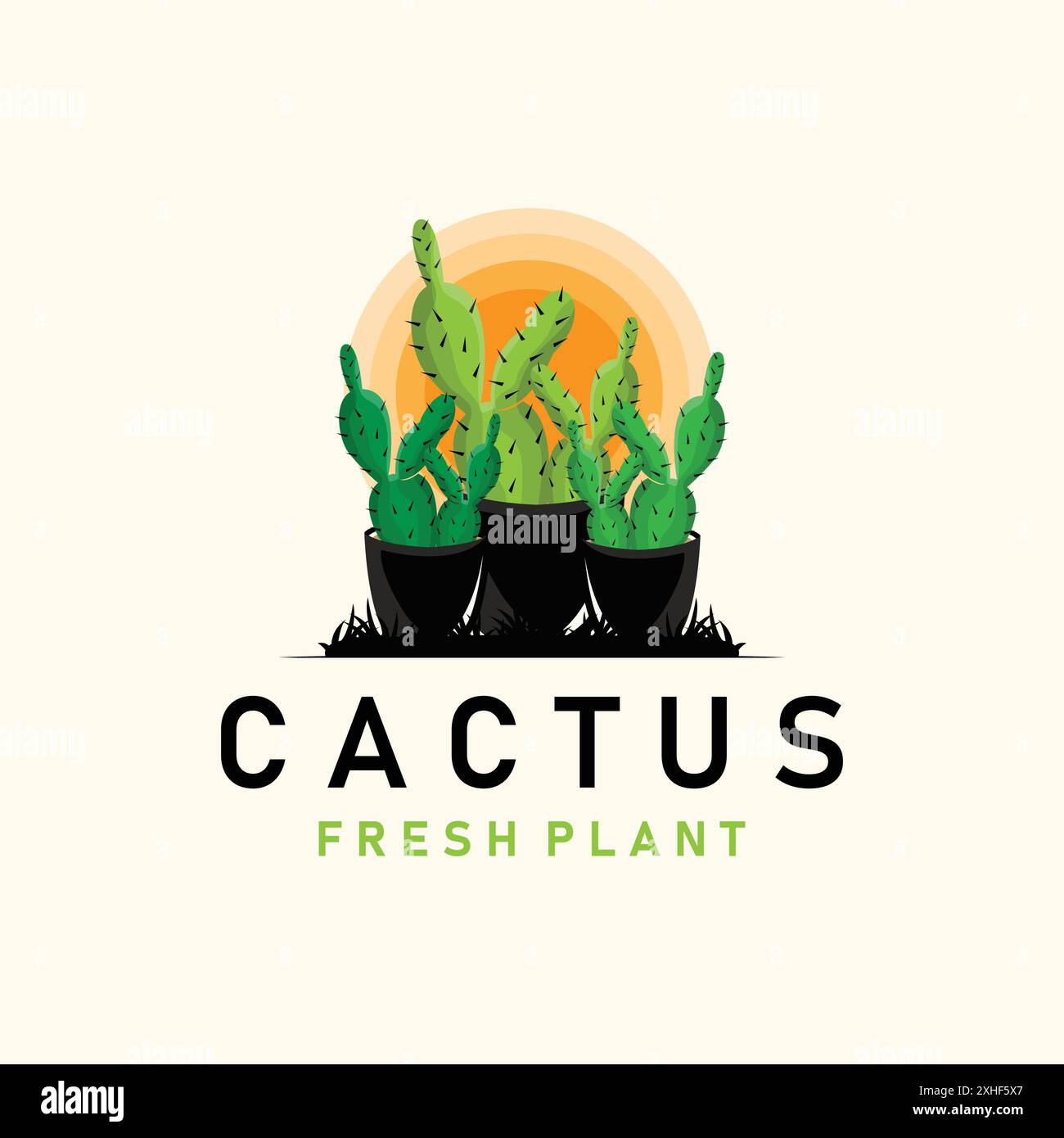 Cactus logo vector desert green plant design elegant style symbol Icon ...