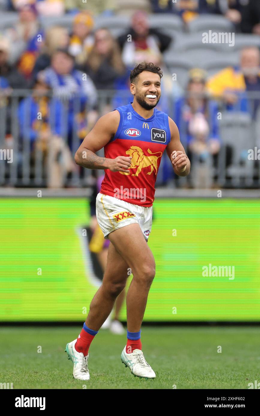 Perth, Australia. 14th July, 2024. Callum Ah Chee of the Lions ...