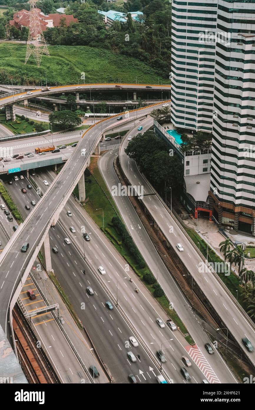 Vertical of multilane and multilevel highway Difficult road junction in ...