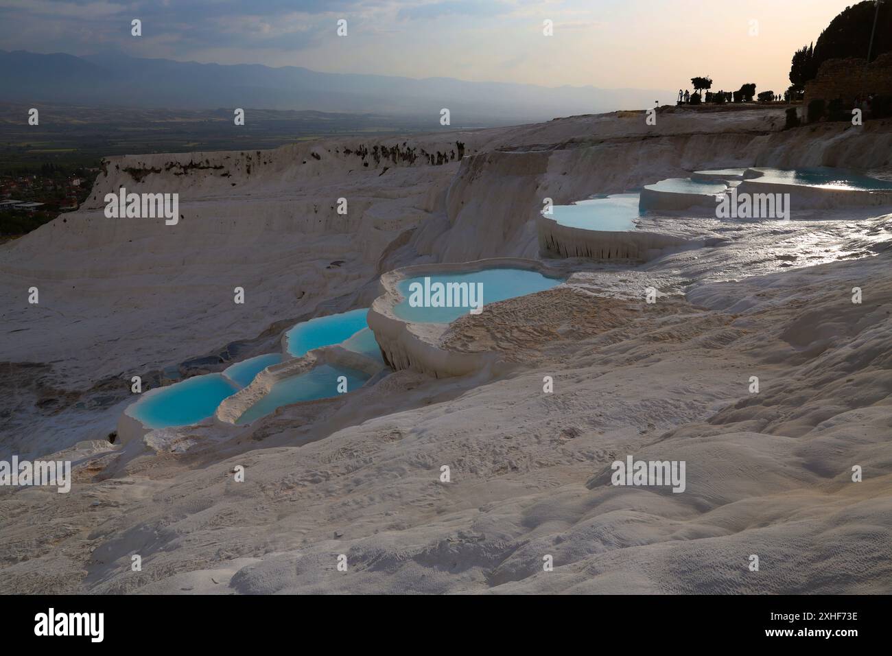 The travertine terraces at Pamukkale at sunset, Turkey Stock Photo - Alamy