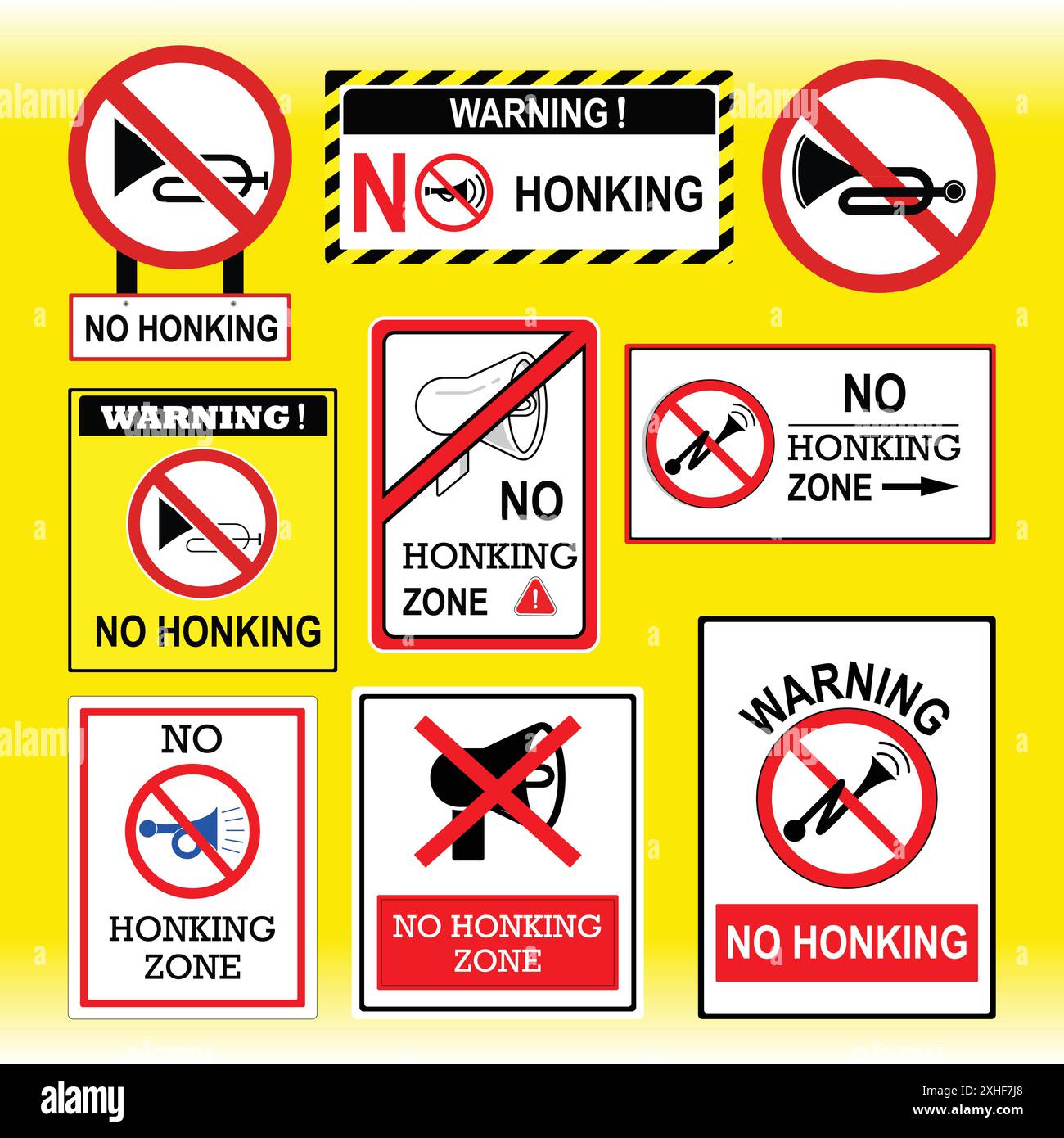 No Honking Zone Road Signs – Prohibition Symbols & Traffic Safety ...