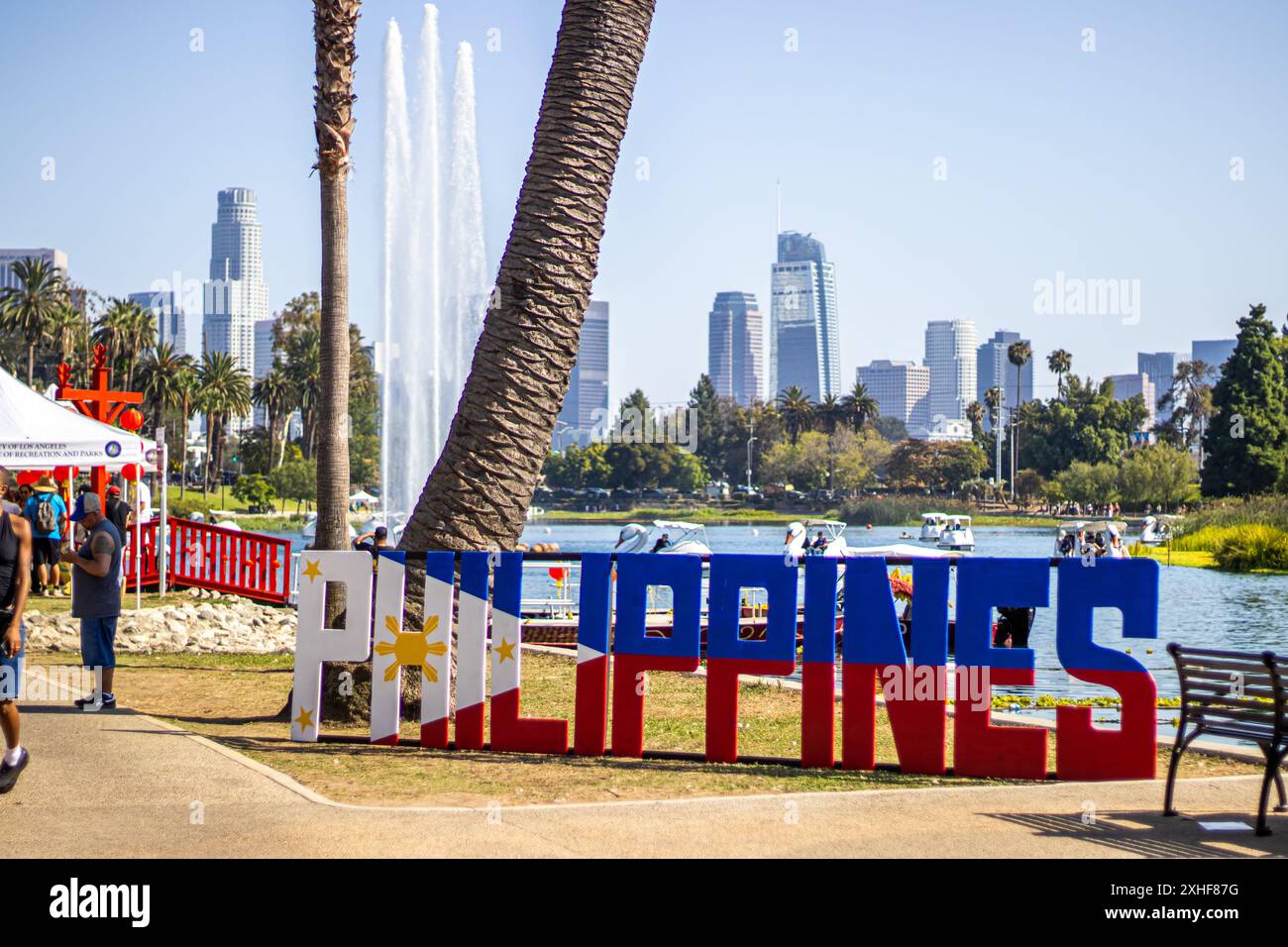 Los Angeles, USA. 13th July, 2024. A large sign reading "Philippines ...