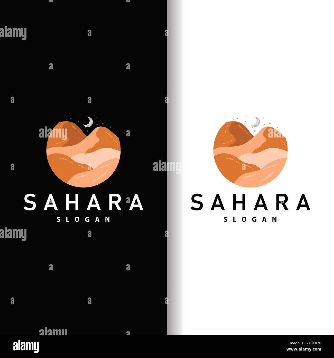 Vector illustration landscape desert logo design with desert hills sand ...