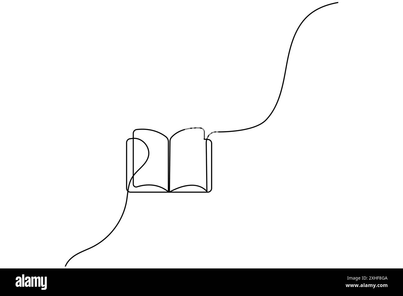 Continuous One line drawing of open book isolated outline vector art ...