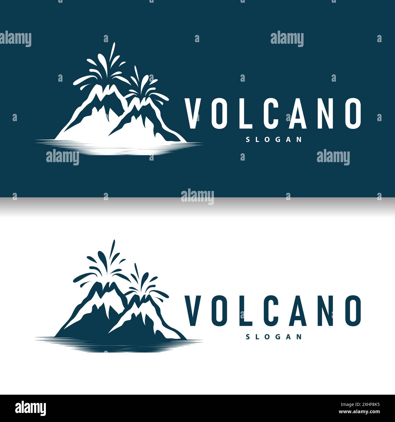 Volcano logo illustration silhouette design volcano mountain erupting ...