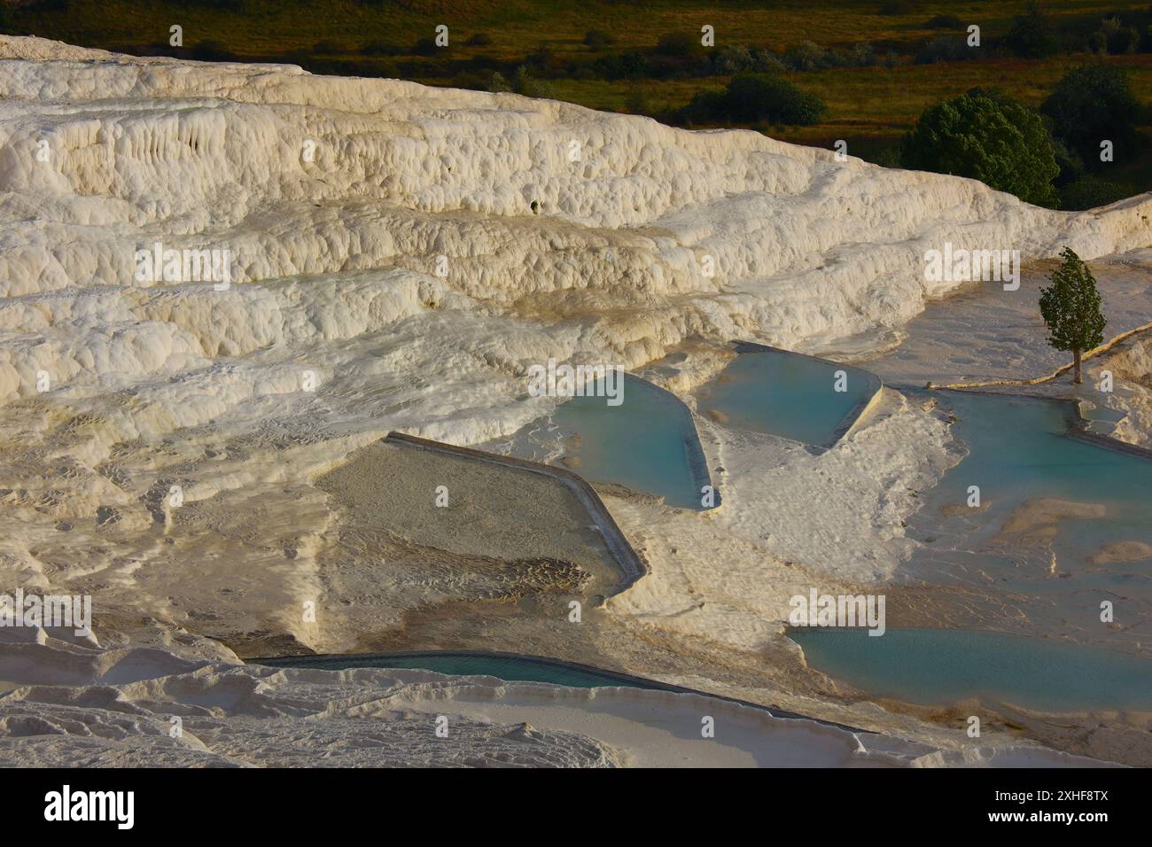 The travertine terraces at Pamukkale at sunset, Turkey Stock Photo - Alamy