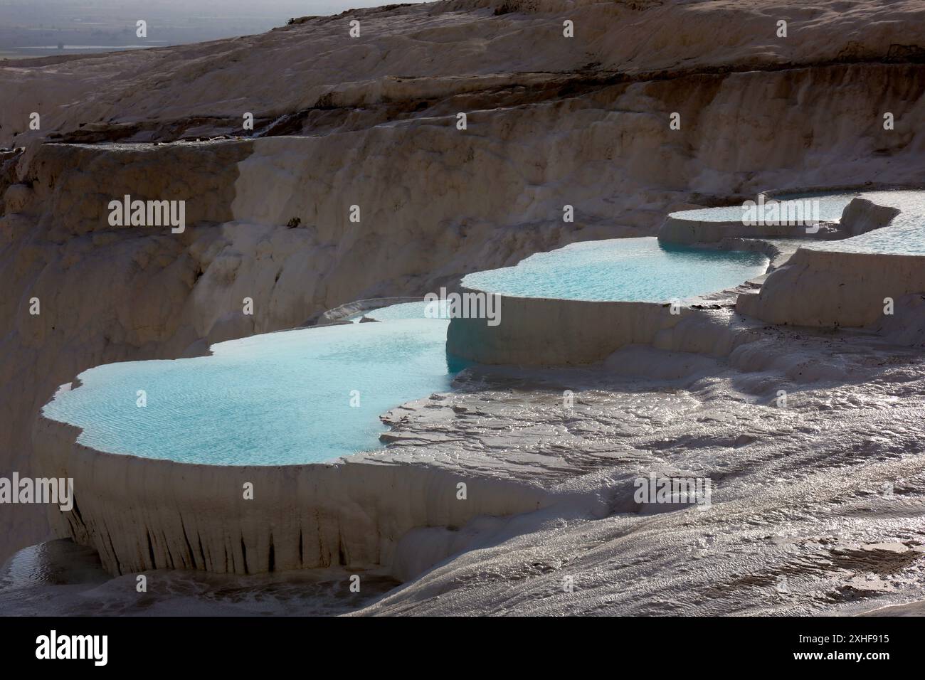 The travertine terraces at Pamukkale at sunset, Turkey Stock Photo - Alamy