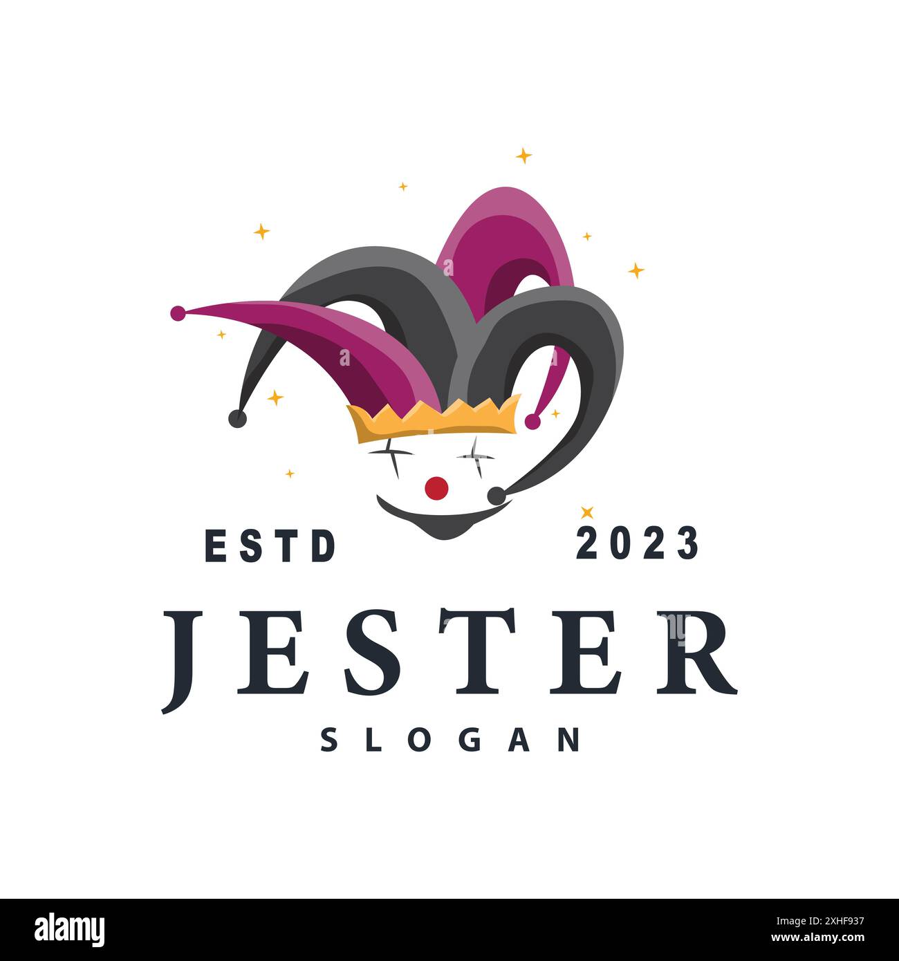 Simple illustration template jester hat logo minimalist joker clown ...