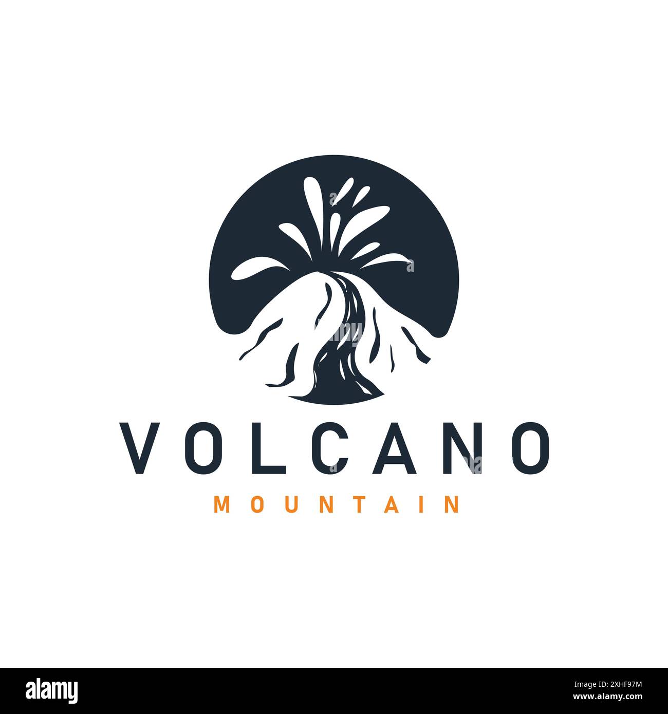 Volcano logo illustration silhouette design volcano mountain erupting ...