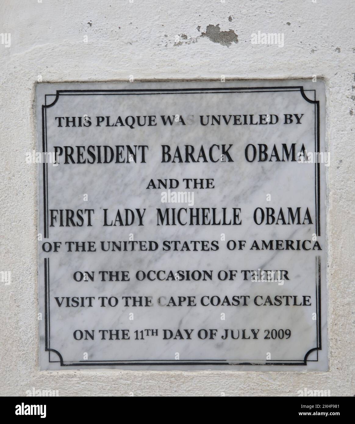 Plaque commemorating the visit of President Barack Obama and Michelle ...