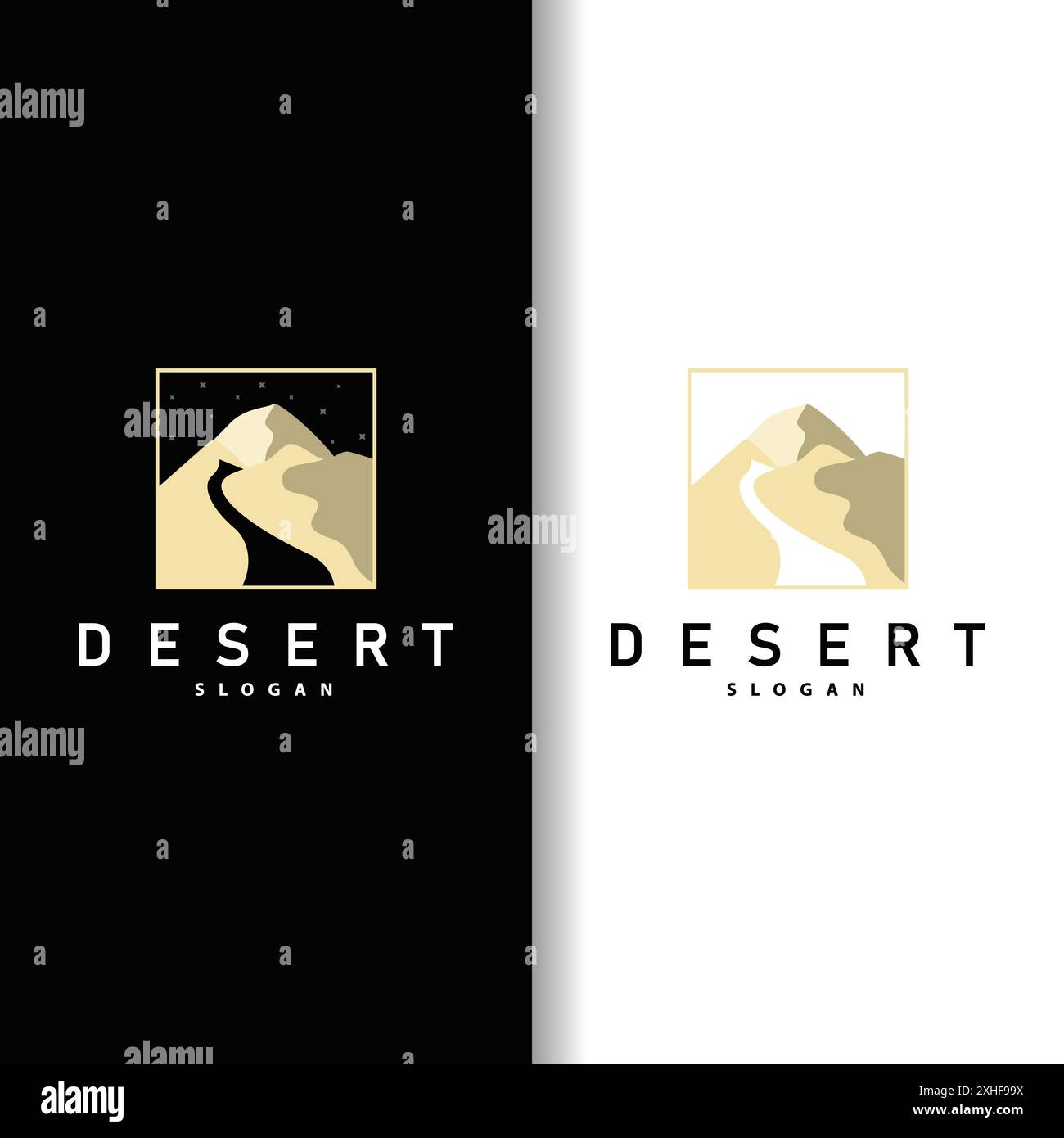 Vector illustration landscape desert logo design with desert hills sand ...